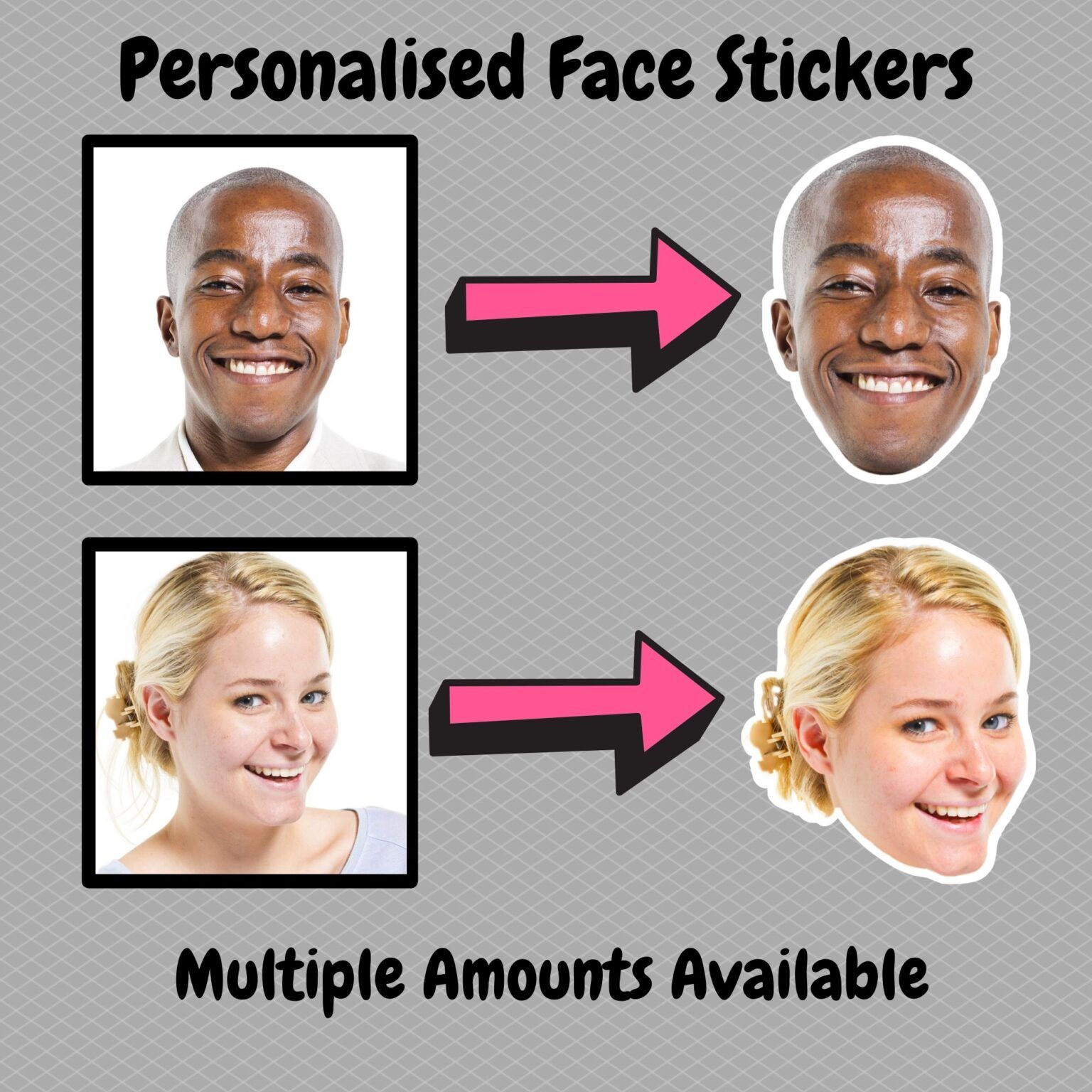 Personalised Face Stickers - Multiple Sizes - Vinyl Stickers