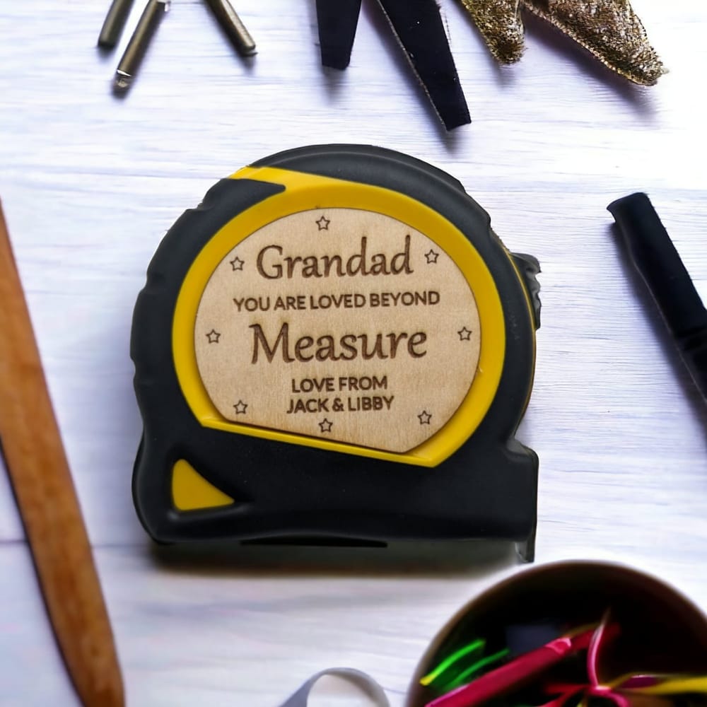 Personalised Stanley Tape Measure - Engraved Wood, 5 Designs