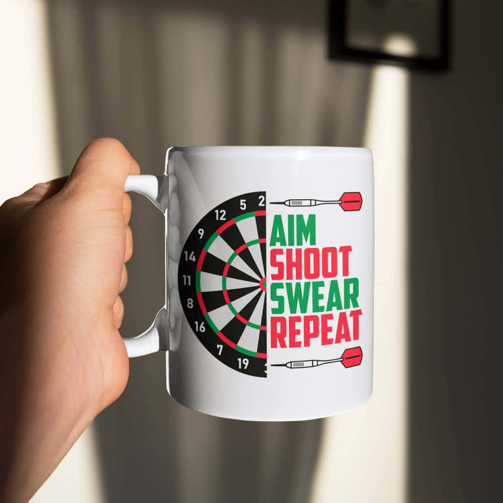 Aim Shoot Swear Repeat Darts Mug.